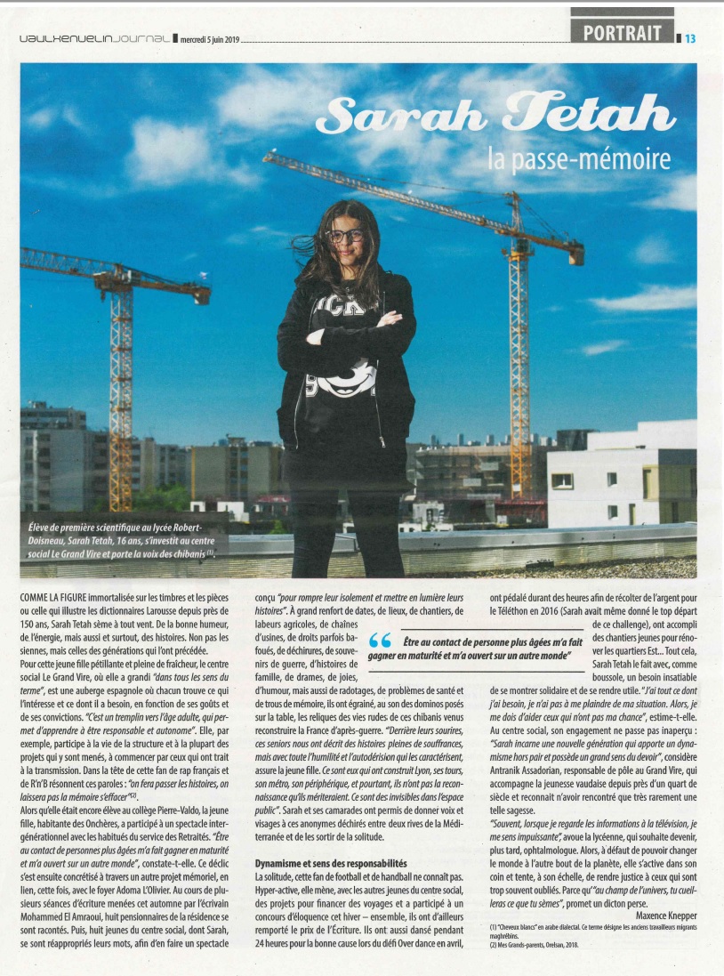 Vaulx-en-Velin MAG : « Sarah TETAH: la passe-mémoire » – Centre Social ...
